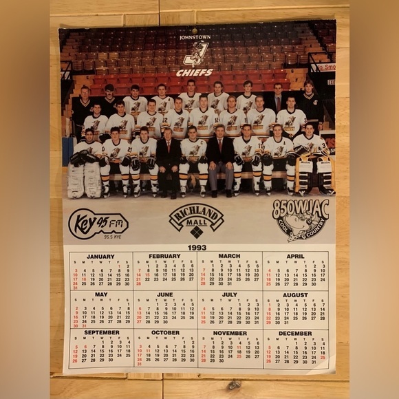 NHL | Wall Decor | Vtg 93 Johnstown Chiefs Echl Minor League Hockey ...